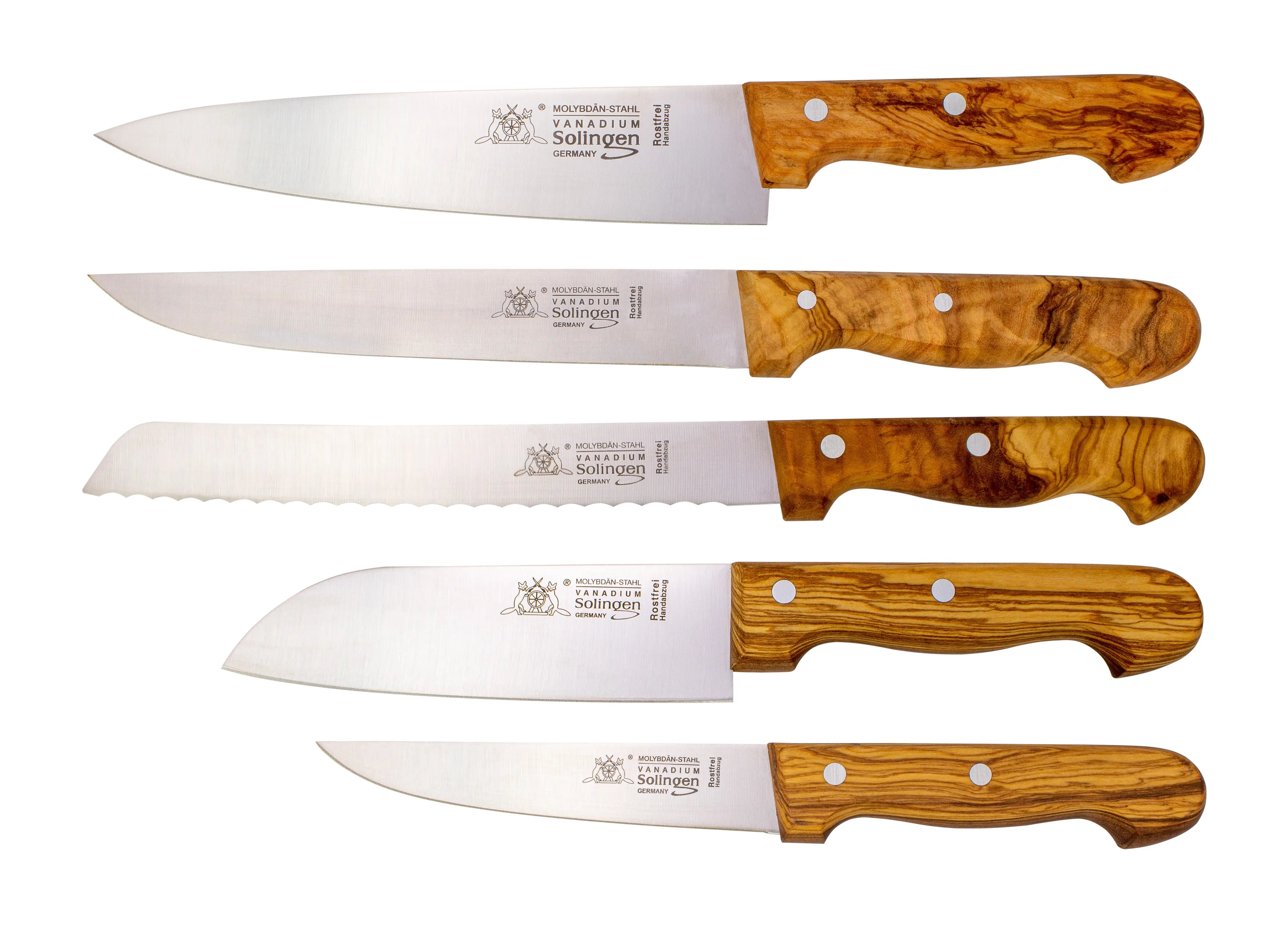 Messerset 5-tlg. mit Olivenholz - Made in Solingen